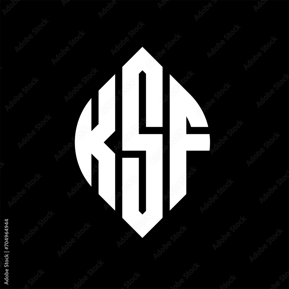 KSF circle letter logo design with circle and ellipse shape. KSF ...