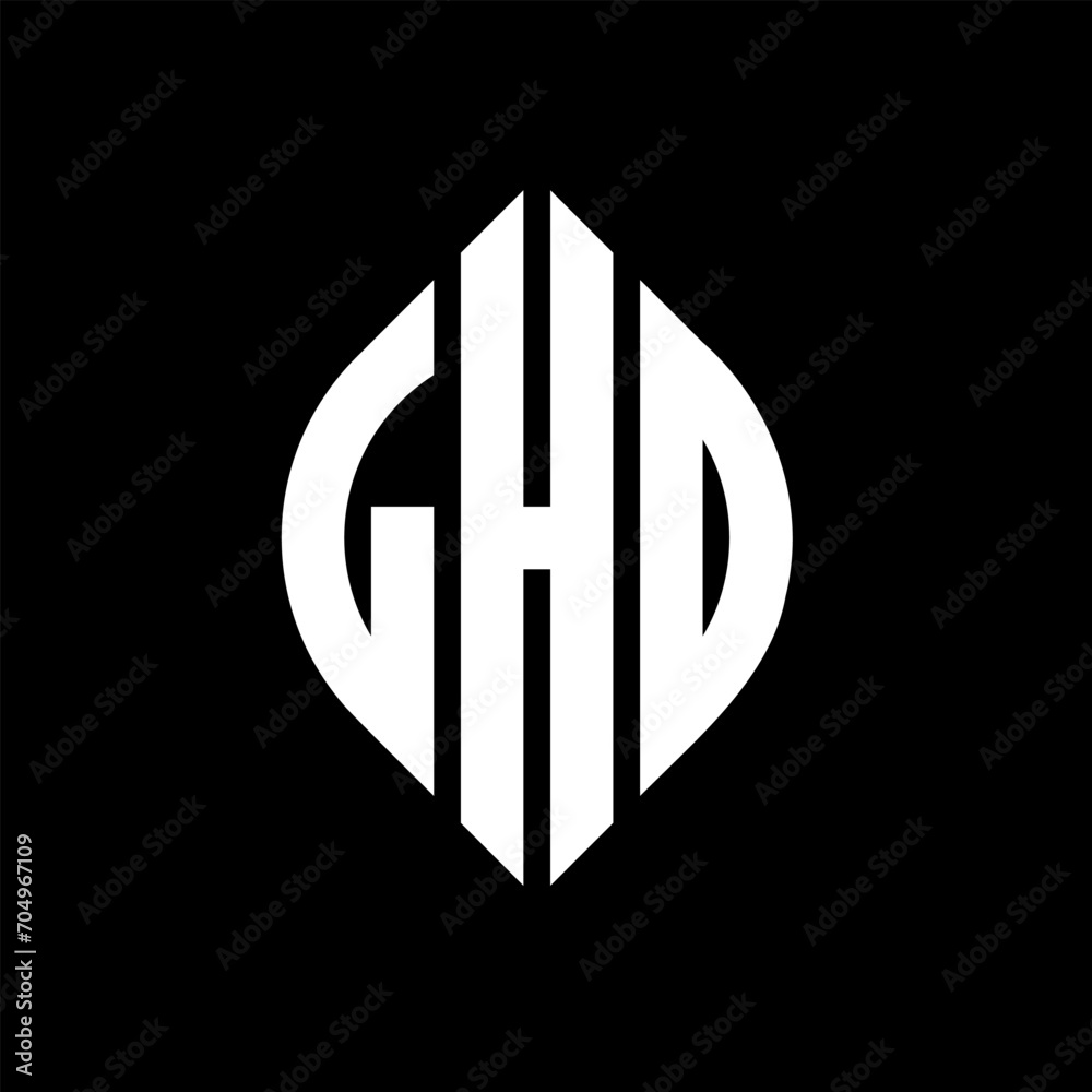 LHD circle letter logo design with circle and ellipse shape. LHD ...