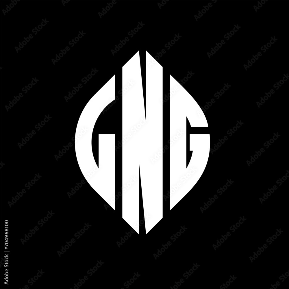 LNG circle letter logo design with circle and ellipse shape. LNG ...