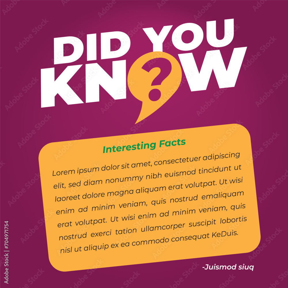 did you know with speech bubble sign on white background, quote for ...