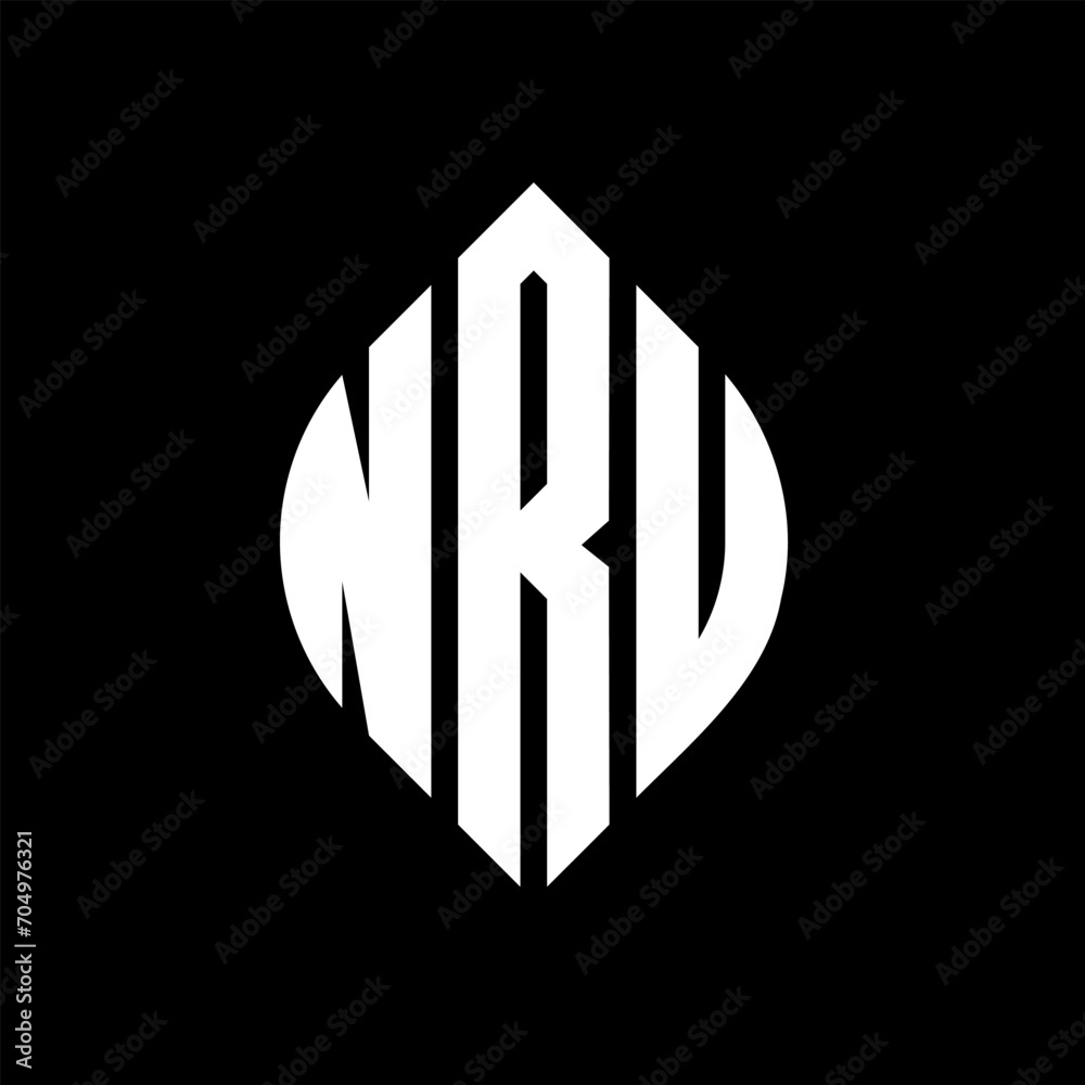 NRU circle letter logo design with circle and ellipse shape. NRU ...