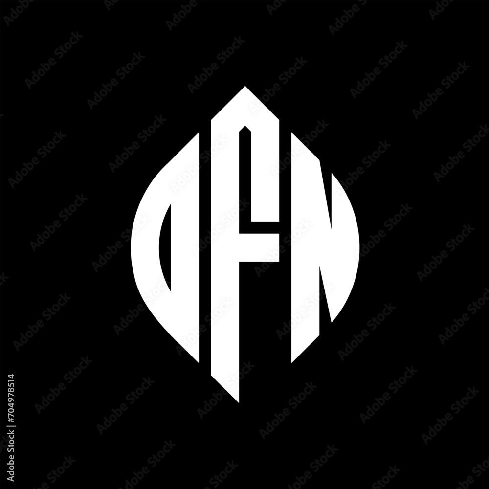 OFN circle letter logo design with circle and ellipse shape. OFN ...