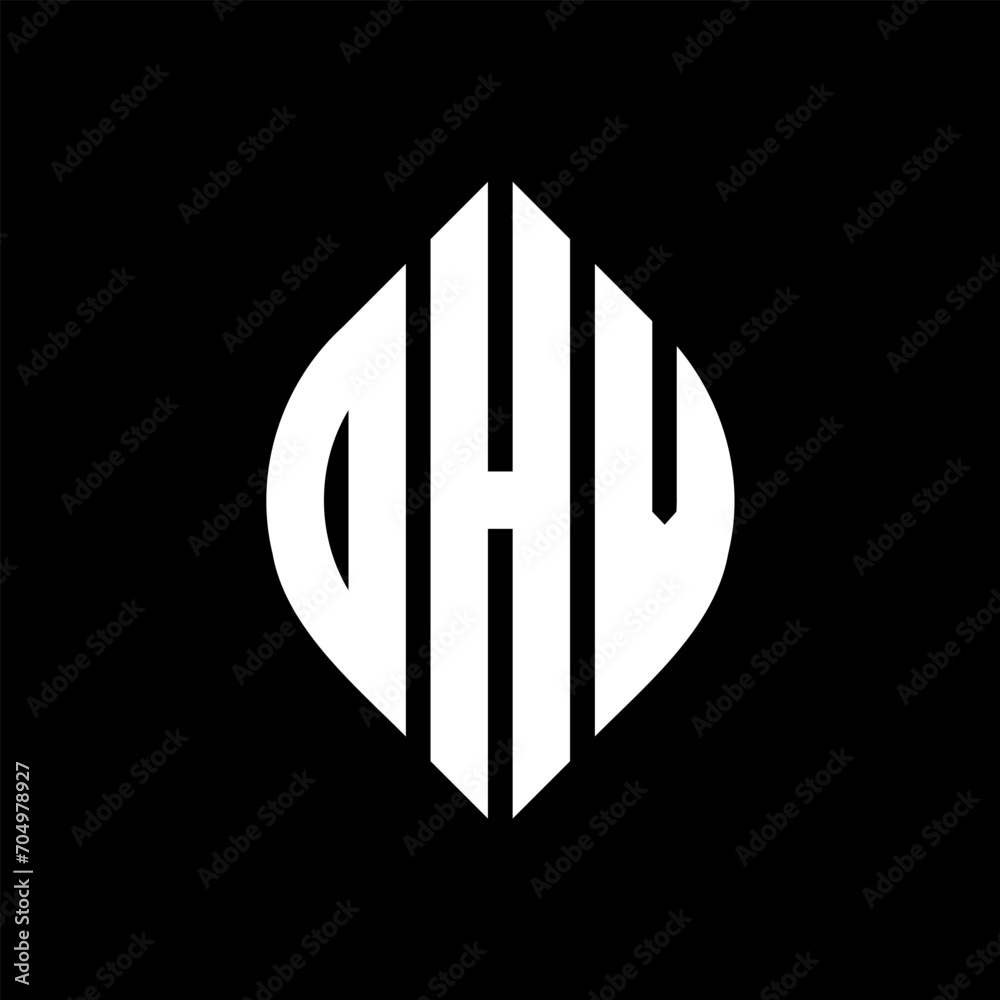 OHV circle letter logo design with circle and ellipse shape. OHV ...