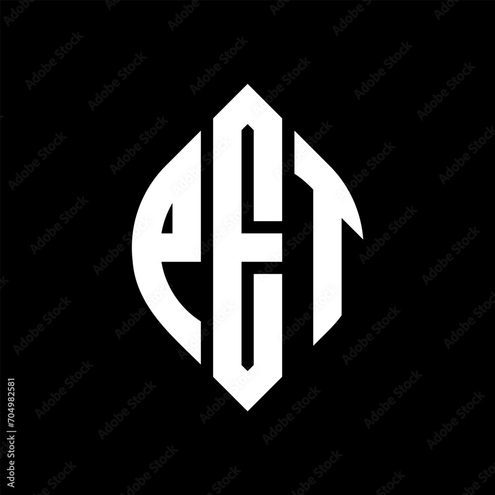 PET circle letter logo design with circle and ellipse shape. PET ...