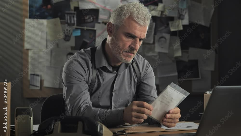 stressed male detective under pressure in office,police man at his desk ...