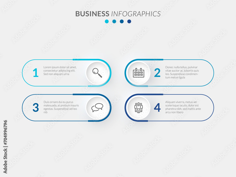 Vecteur Stock Vector modern infographic data design template. Vector illustration with 4 steps ...