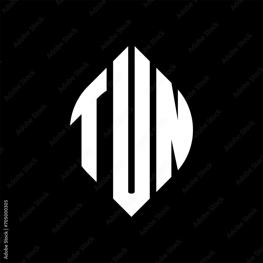 TUN circle letter logo design with circle and ellipse shape. TUN ...