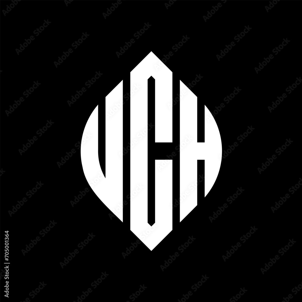 UCH circle letter logo design with circle and ellipse shape. UCH ...