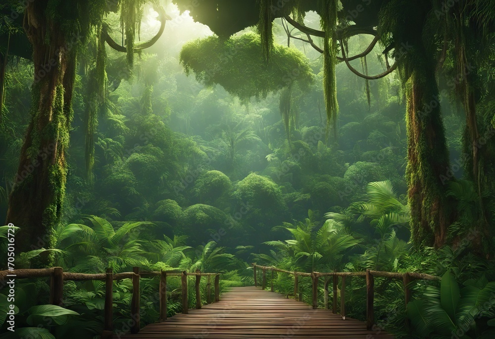 Vector horizontal seamless tropical rainforest Jungle forest background ...