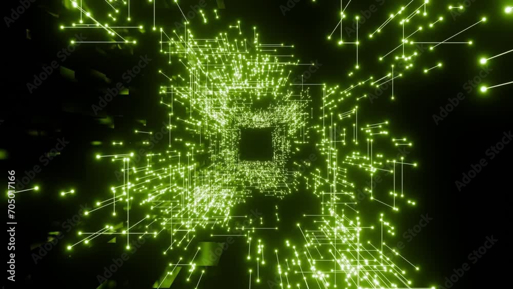 Vidéo Stock Seamless loop abstract global digital network. Yellow Network connection structure ...