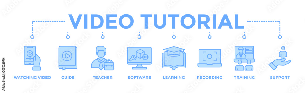 Video tutorial banner web icon vector illustration concept with icon of ...