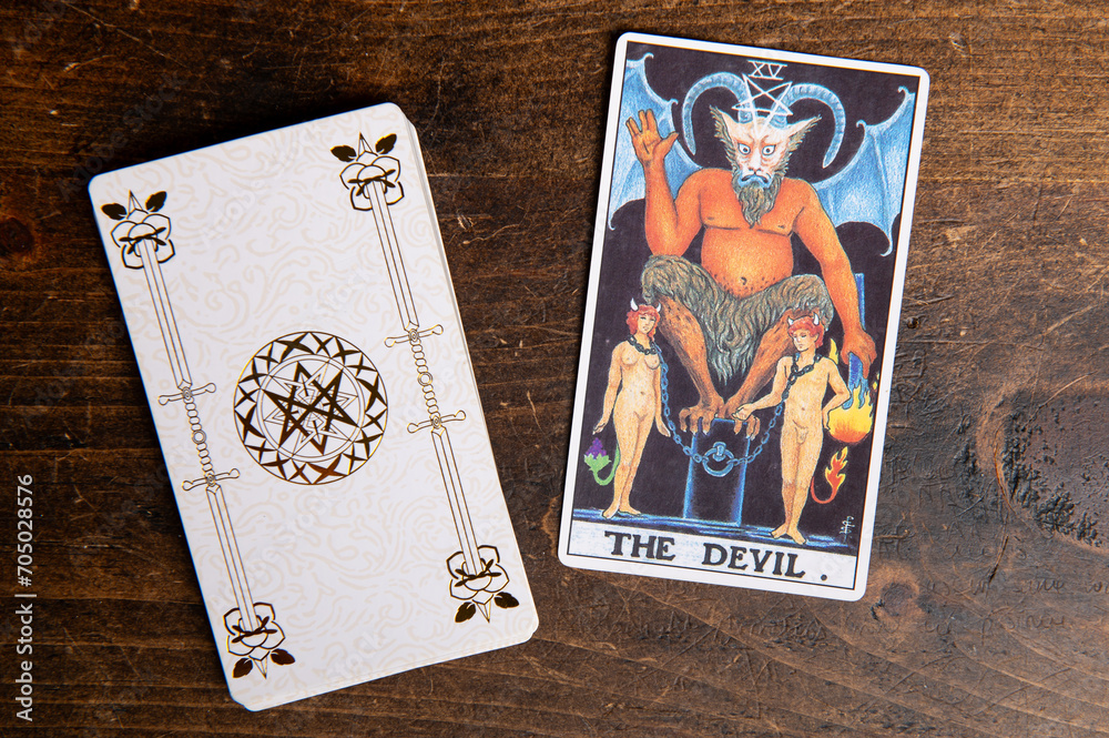 London, UK: 4 January, 2024: The 15 Major Arcana - The Devil Tarot Card ...