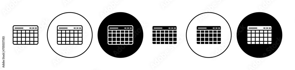 Data Table Vector Illustration Set Database Spreadsheet Sign Suitable For Apps And Websites Ui