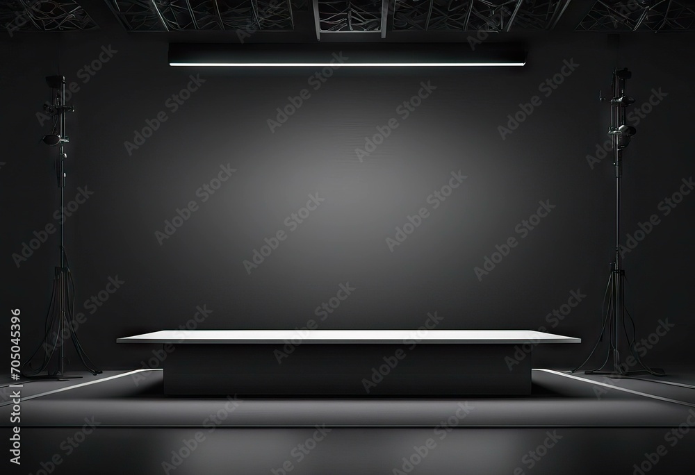 Vector Empty black color studio table room background product display ...