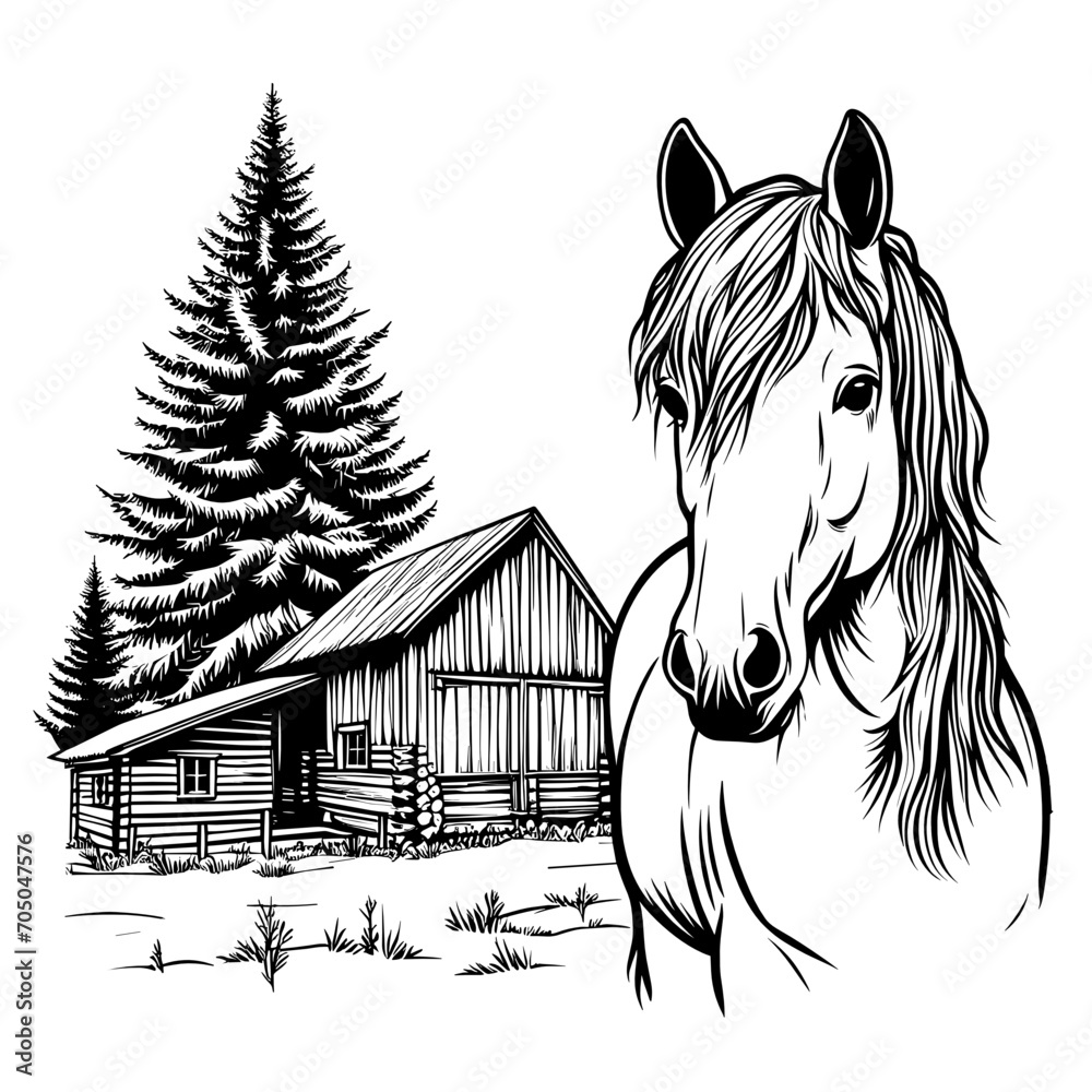Vetor de Rustic Barn Horse Farm Stable Country Ranch Cowboy, horse rustic barn farm , barn svg ...