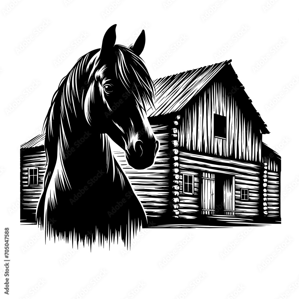 Rustic Barn Horse Farm Stable Country Ranch Cowboy, horse rustic barn farm , barn svg, horse ...