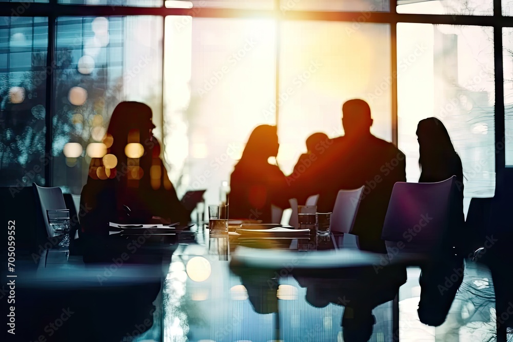 Corporate confluence. Dynamic business meeting in modern office setting ...