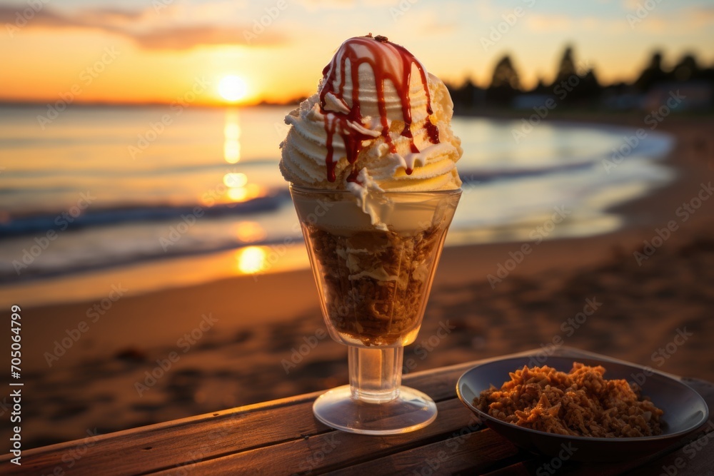 Sundae de Vanilla on an outdoor movie night, with screen and sparkling ...