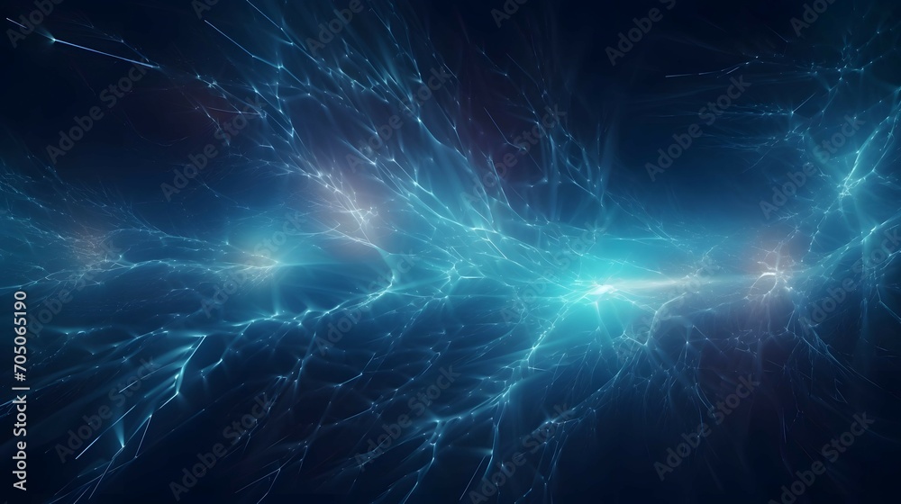 Seamless dark blue background with electric glowing lightning flares ...