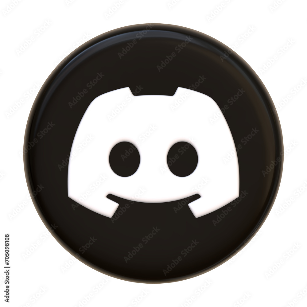 Black volumetric Discord icon isolated on white background. Social ...