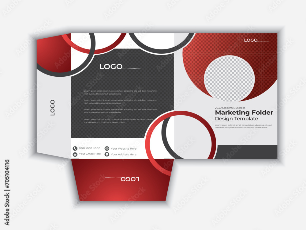 Business presentation Document folder design, photo and text template ...