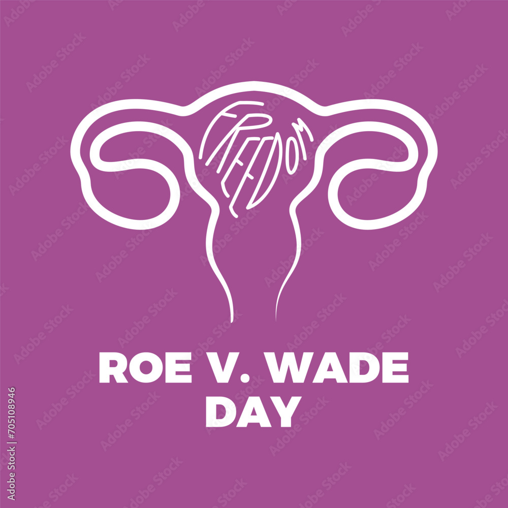 Roe v. Wade Day poster vector illustration. Human uterus with the ...