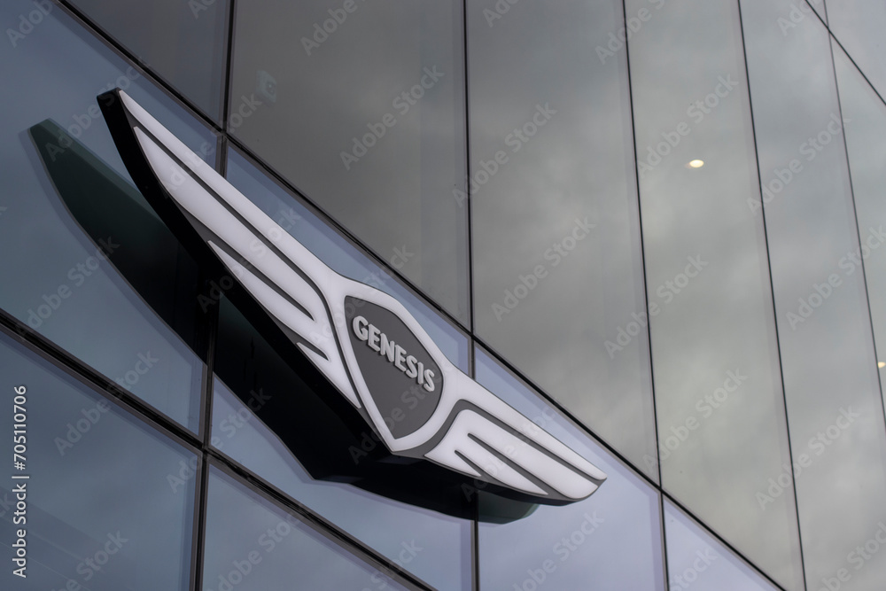 New York, NY, USA - July 7, 2022: Genesis logo is seen at the Genesis ...