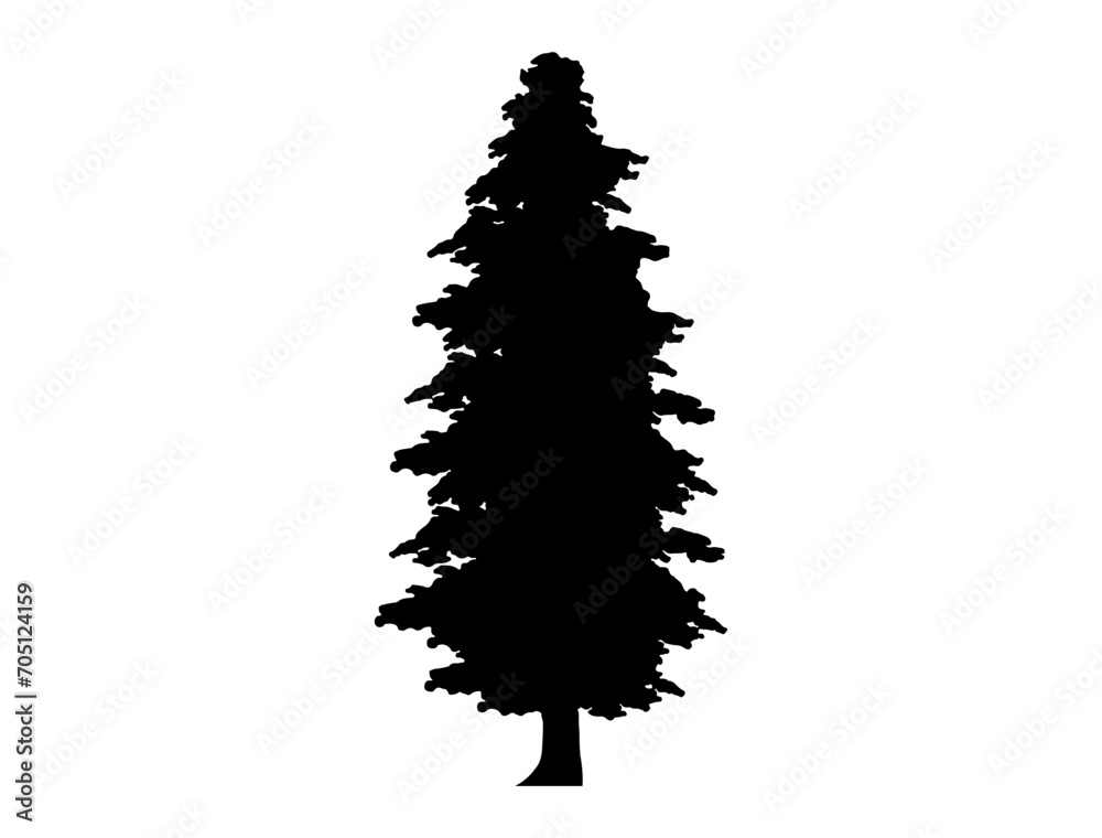 Pine Tree silhouette vector art white background Stock Vector | Adobe Stock