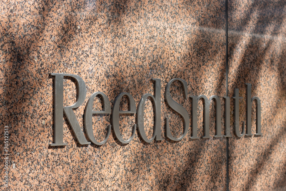 Los Angeles, CA, USA - May 11, 2022: Closeup of the Reed Smith logo ...