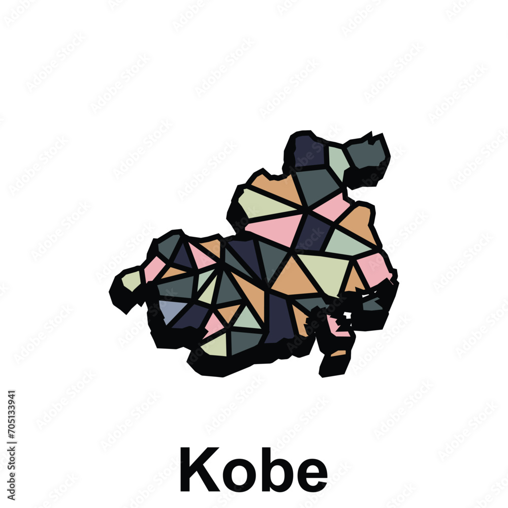 High detailed vector map - Japan, Map City of Kobe, isolated on white ...