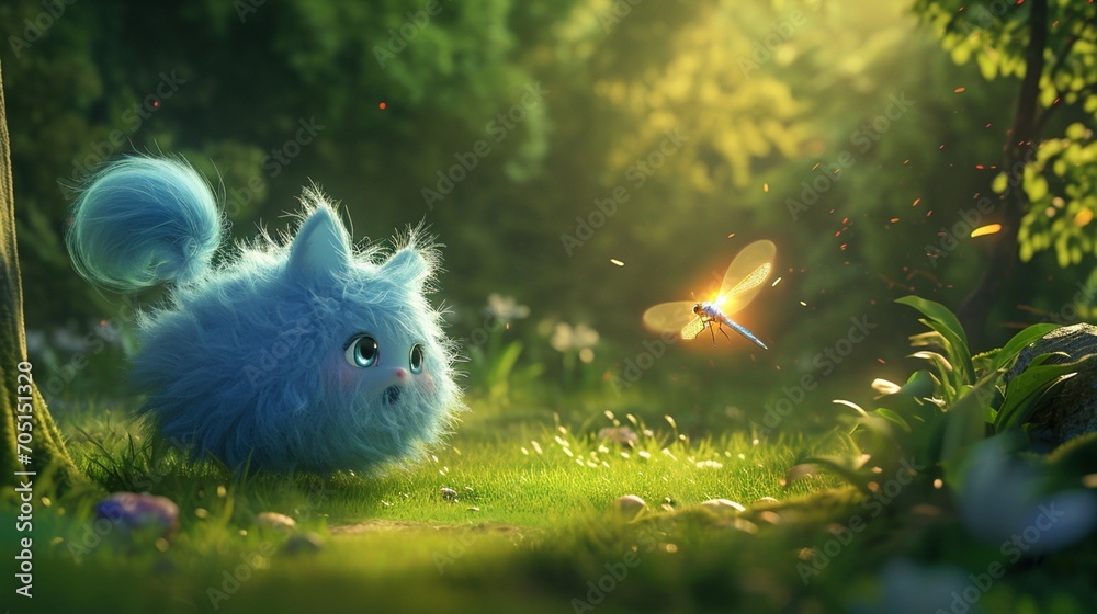 octopus on the tree, Running through a magical forest, a delightful ...