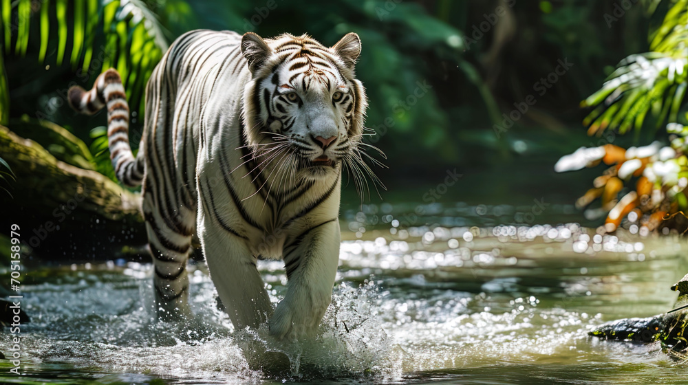Photos of the White Tiger, hunting in nature, creates a picture of the ...