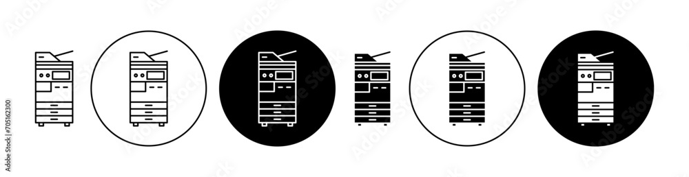 Office Printer Vector Illustration Set. Multifunction printing machine ...