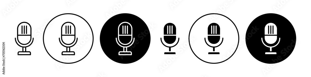 Microphone Vector Illustration Set. Vocal audio recording podcast mic ...