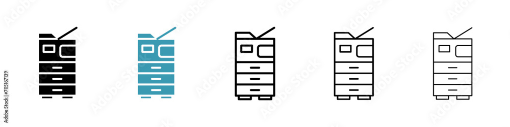 Print Solution Vector Icon Set. All-in-one printer and copier vector ...