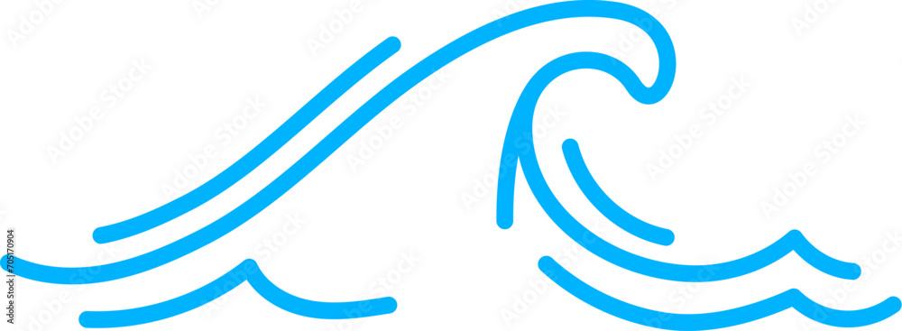 Wave line icon, sea and ocean water ripple or surf swirl splash ...