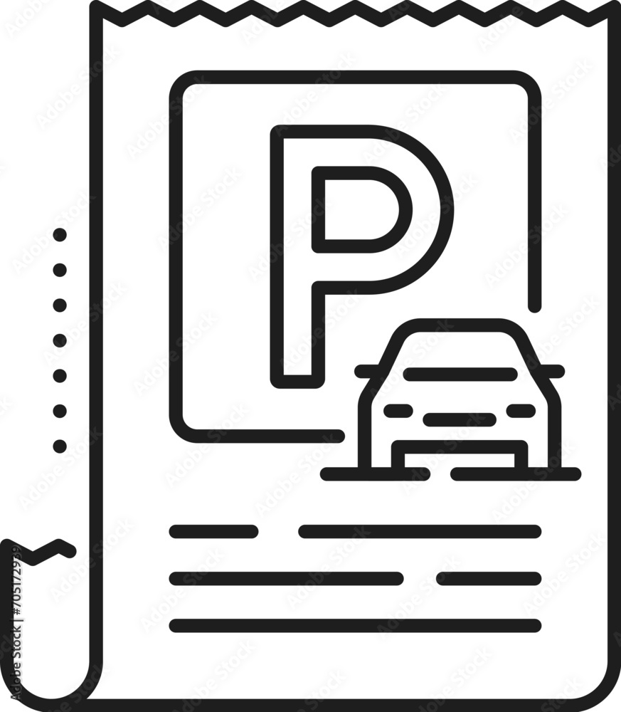 Parking receipt line icon for automatic garage service vector linear ...