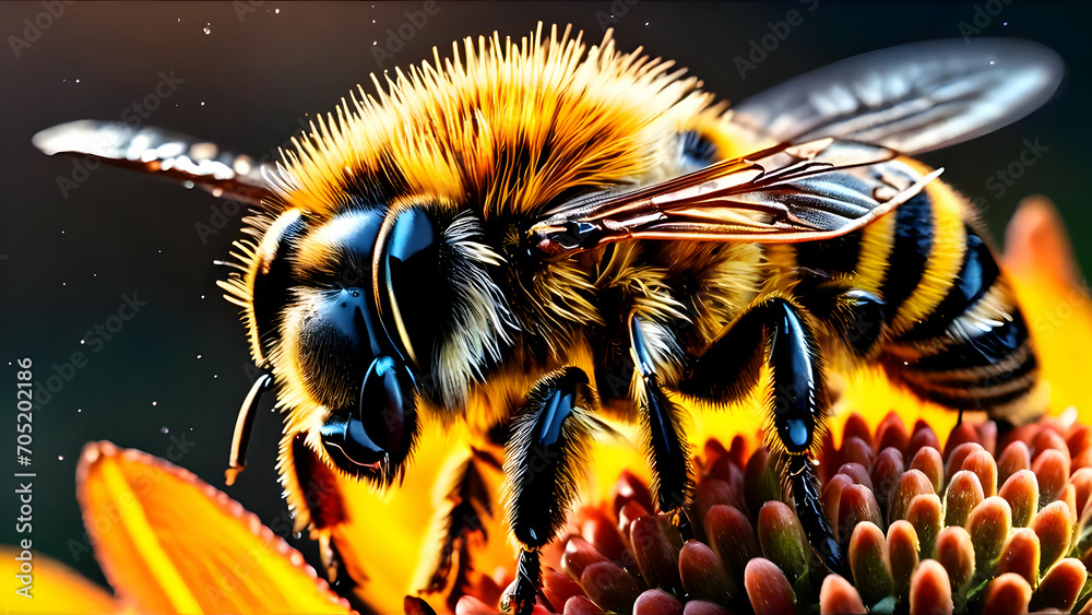 Bee, Honey Bee, Bee on flower, Angry bee, Pollination, close up picture ...