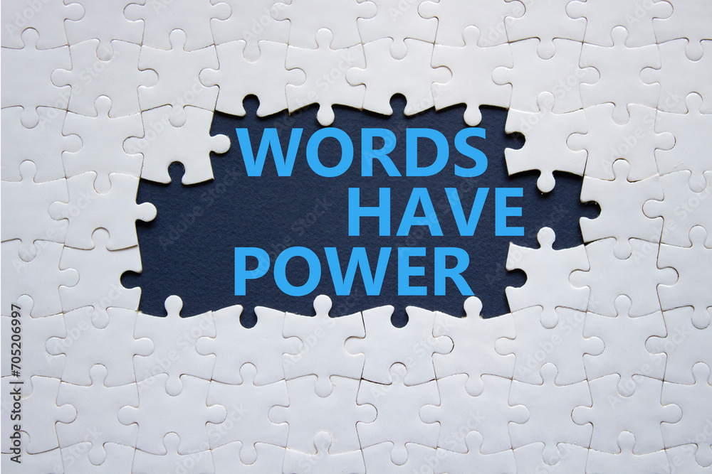 Words have power symbol. Concept words Words have power on white puzzle ...