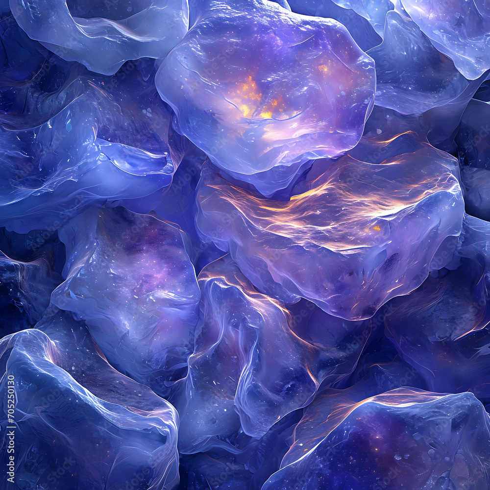 Cascading crystal-inspired patterns in shades of blue and violet ...