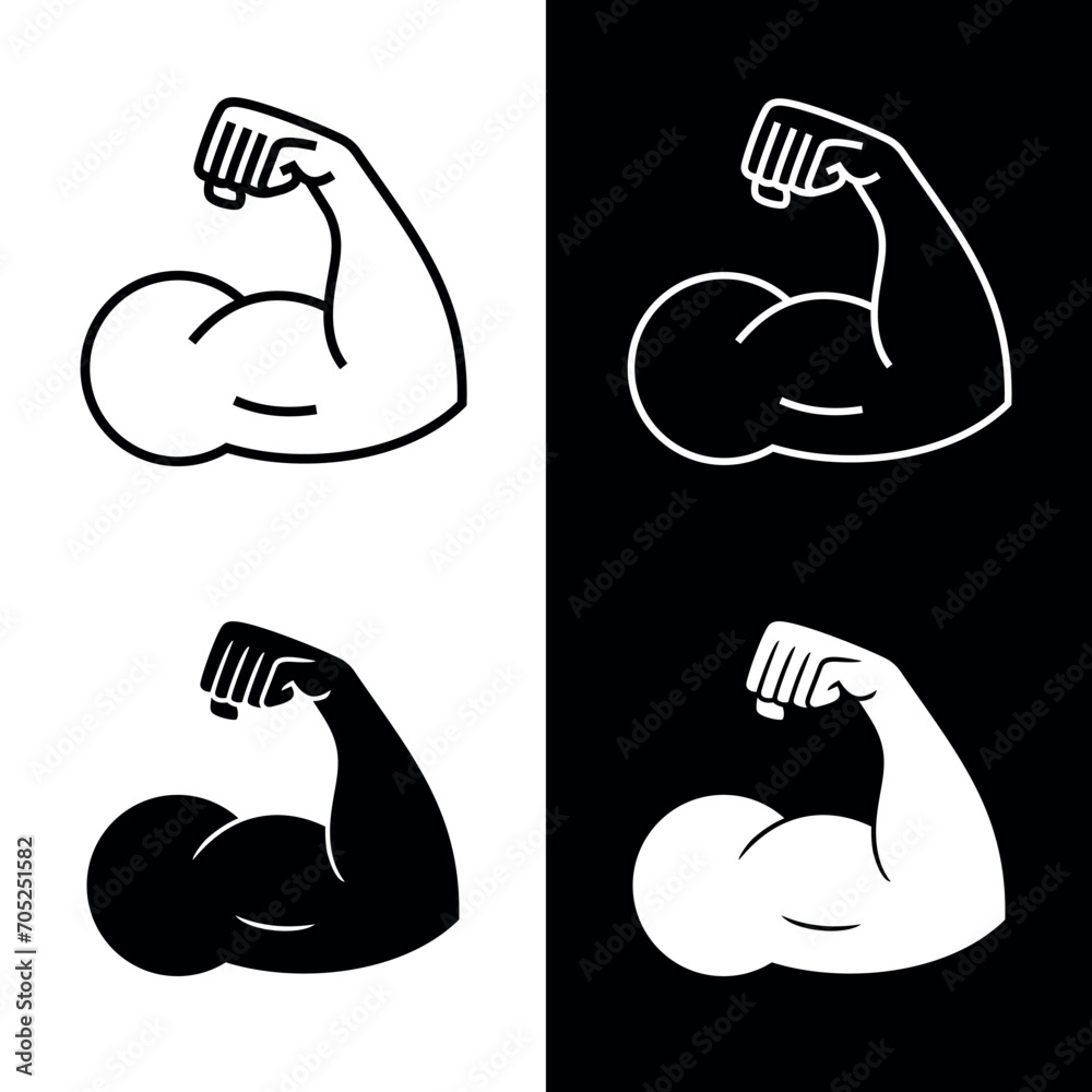 Biceps icon. Symbol of strength, health or bodybuilding. Pictogram of ...