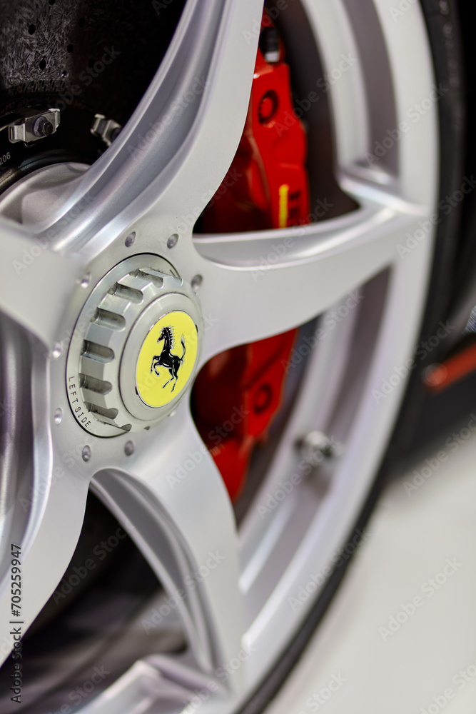 Ferrari LaFerrari wheel. V12 gasoline engine with a capacity of 6.3 l ...