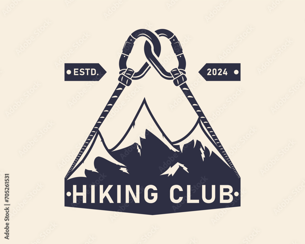 Camping vintage label, logo. Hiking Club, Camping emblem. Camping icons ...