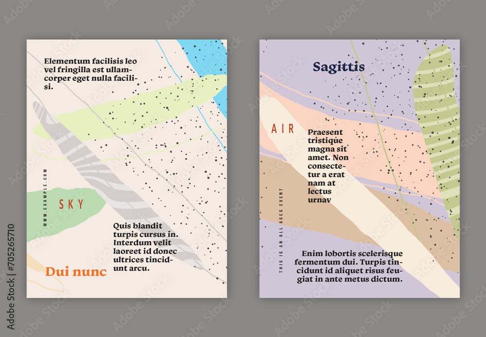 US Letter Flyer Overlapping Blobs Textured With Spots And Lines Stock ...