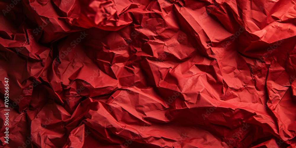 Banner texture of crumpled red color paper. Sheet of crumpled paper for ...