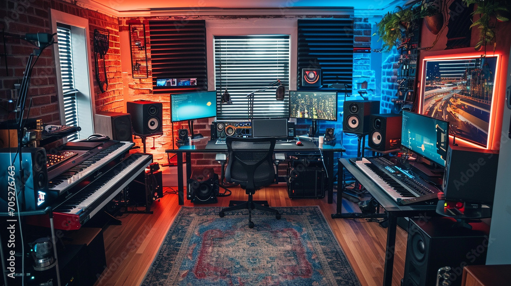 A home studio setup is a creative space where artists can create ...