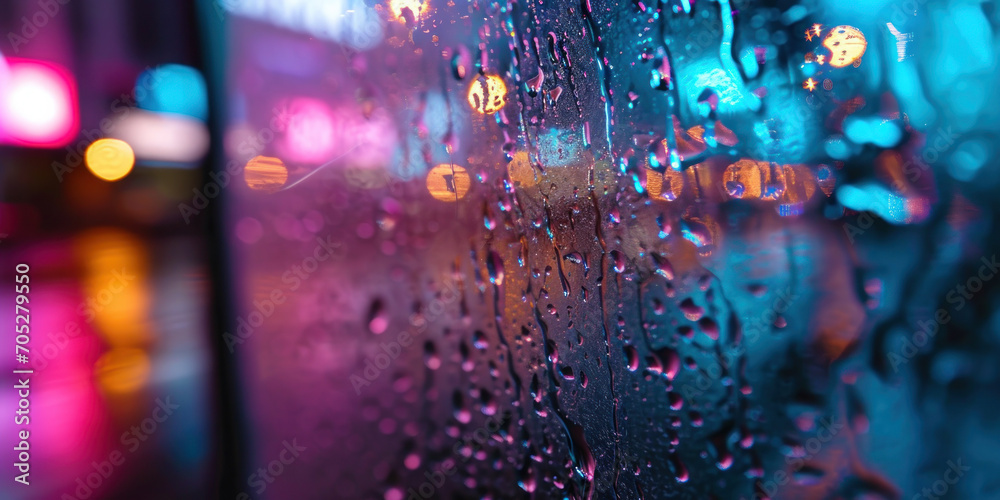 Rainy night paints urban streets with colorful reflections, car lights ...
