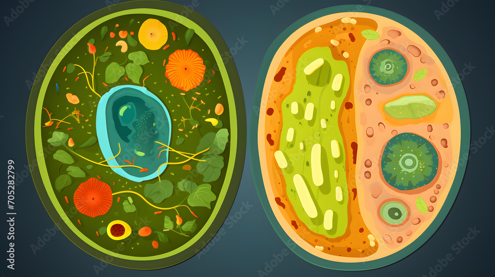 A 2D diagram of a typical plant cell and animal cell side by side for ...