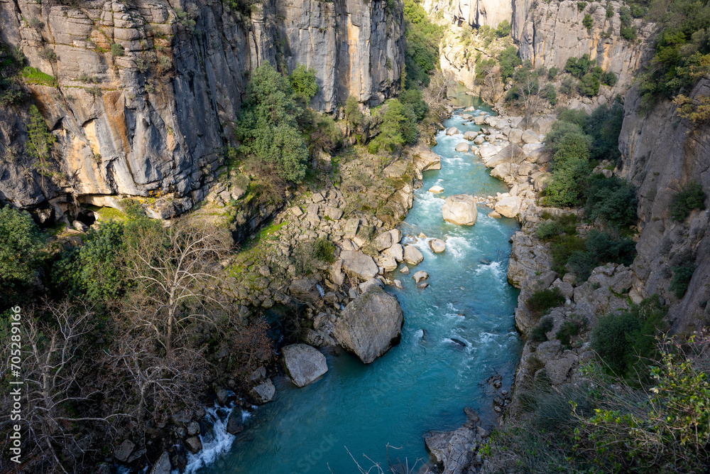 Panorama landscape of Tazı Kanyonu (aka Eagles Canyon, Tazi Canyon) and ...