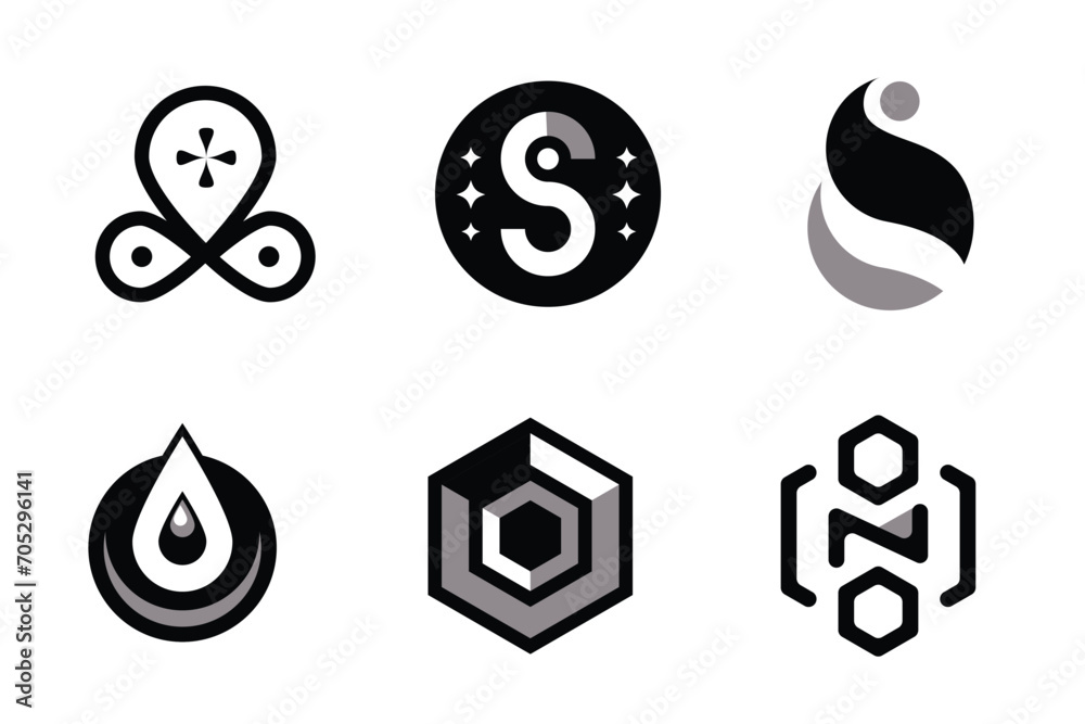 Minimalist Black Logo, Modern Minimalist Vector Logo Set, Modern Black ...